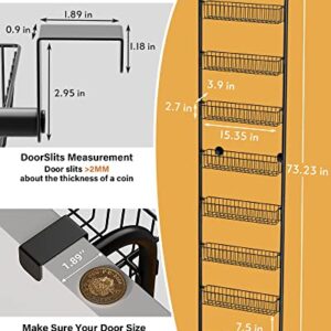 TIMEBAL 8 Tier Over the Door Pantry Organizer, Over the Door Organizer and Storage Rack with 8 Full Baskets, Metal Hanging & Wall Mounted Kitchen Storage Spice Rack, Bathroom Over Door Organizer-Black