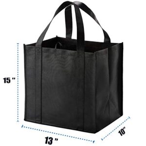 NERUB 10 Pack Reusable Reinforced Handle Grocery Bags - Heavy Duty Large Shopping Totes with Thick Plastic Bottom can hold 40 lbs