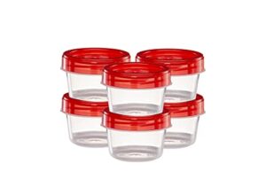 elegant disposables (4 ounce 10 pack) twist cap containers clear bottom with red top screw on lids twist top food storage freezer reusable containers