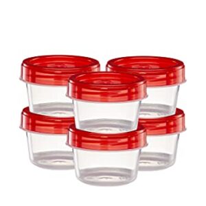 Elegant Disposables (4 Ounce 10 Pack) Twist cap Containers Clear Bottom With Red Top Screw on Lids Twist Top Food Storage Freezer Reusable Containers