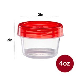 Elegant Disposables (4 Ounce 10 Pack) Twist cap Containers Clear Bottom With Red Top Screw on Lids Twist Top Food Storage Freezer Reusable Containers