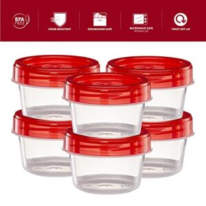 Elegant Disposables (4 Ounce 10 Pack) Twist cap Containers Clear Bottom With Red Top Screw on Lids Twist Top Food Storage Freezer Reusable Containers