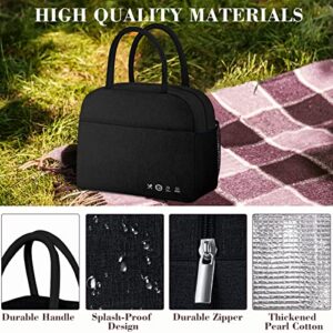 KUBYA Lunch Bag for Women Men Reusable Lunch Box Insulated Lunch Tote Bag for Work, School, Picnic or Travel - Black