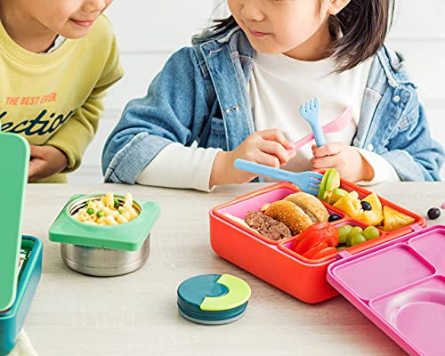 OmieBox Bento Box for Kids - Insulated Bento Lunch Box with Leak Proof Thermos Food Jar - 3 Compartments, Two Temperature Zones - (Sunshine) (Single) (Packaging May Vary)