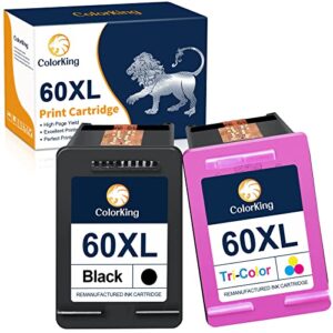 colorking remanufactured ink cartridge replacement for hp 60xl 60 xl cc641wn cc644wn for hp photosmart c4680 d110a c4795 deskjet d2680 f4280 f4480 f2430 f4580 envy 100 printer (1 black, 1 tri-color)