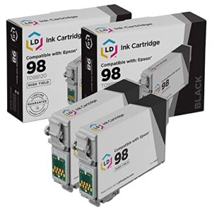 ld products remanufactured ink cartridge replacement for epson 98 t098120 (2 pack – black) for use in artisan 700, 710, 725, 730, 810, 835, 837