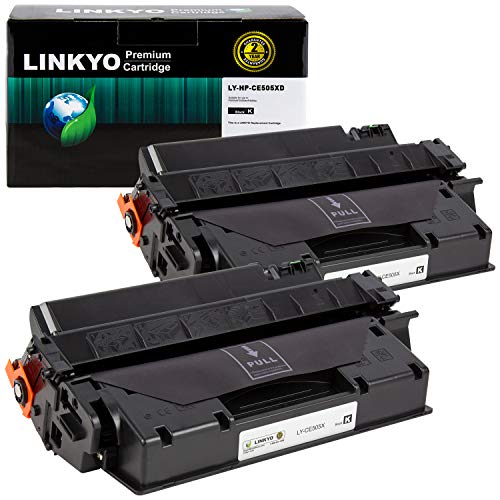 LINKYO Compatible Toner Cartridge Replacement for HP 05X CE505X (Black, High Yield, 2-Pack)