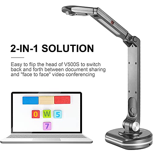 JOYUSING V500S 8MP HD USB Document Camera for Teachers with Light, Mac, Windows, Chromebook Compatible Excellent for Online Teaching, Distance Learning, Web Conferencing