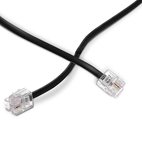 THE CIMPLE CO Phone Line Cord 50 Feet - Modular Telephone Extension Cord 50 Feet - 2 Conductor (2 pin, 1 line) Cable - Works Great with FAX, AIO, and Other Machines - Black