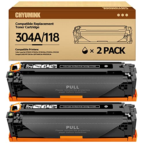 JC Toner Compatible for 304A CC530A Toner Cartridge for use with Color LaserJet CP2025 CP2025dn CM2320fxi mfp; imageCLASS MF726Cdw LBP766 ( Black, 2-Pack)