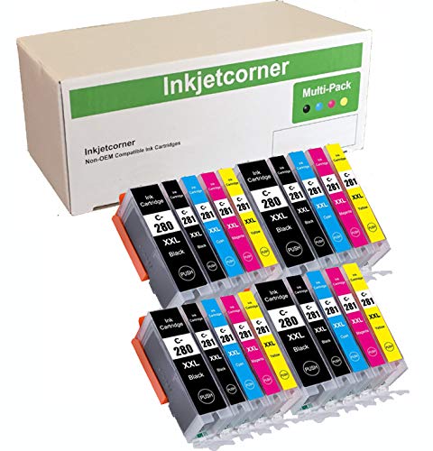 Inkjetcorner Compatible Ink Cartridges Replacement for PGI-280XXL CLI-281XXL PGI 280 XXL CLI 281 for use with TR8622A TR8620A TR8620 TR8622 TR7520 TS6320 TR8520 TS9520 TS702A (20-Pack)