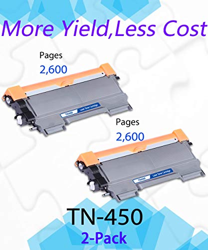 2-Pack Compatible TN450 TN-450 Toner Cartridge TN-420 Used for Brother DCP-7060D DCP-7065DN HL-2220 HL-2270DW HL-2240D MFC7360N Printer (2X Black), by EasyPrint