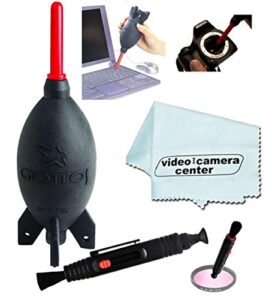 giottos aa1900 large rocket blaster air duster + vcc113 micro-fiber cloth + lens optic pen cleaner