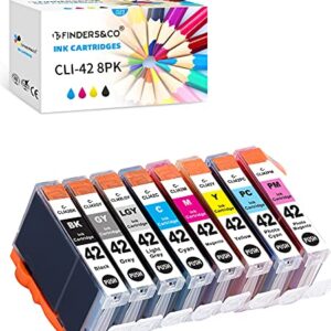 CLI-42 CLI42 Ink Cartridges Replacement for Canon Pixma Pro-100 Pro-100s Printers (1BK, 1C, 1M, 1Y, 1PC, 1PM, 1GY, 1LGY)