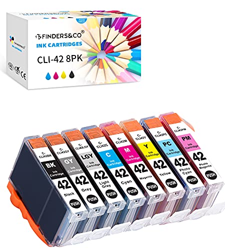 CLI-42 CLI42 Ink Cartridges Replacement for Canon Pixma Pro-100 Pro-100s Printers (1BK, 1C, 1M, 1Y, 1PC, 1PM, 1GY, 1LGY)