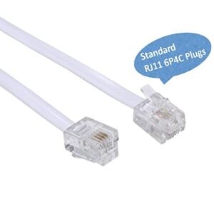 LanSenSu 6-Feet Telephone landline Extension Cord Cable Cord with Standard RJ-11 6P4C Plug (White 6-ft, 3Pack)