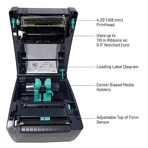 TSC - B00HGUZGXS TTP-244CE Desktop Thermal Transfer Label Barcode Printer - 4.25", 203 dpi – Optional Bluetooth Interface, Navy Blue, 7.95” (W) x 6.81” (H) x 10.16” (D)