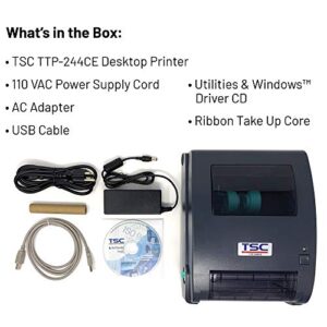 TSC - B00HGUZGXS TTP-244CE Desktop Thermal Transfer Label Barcode Printer - 4.25", 203 dpi – Optional Bluetooth Interface, Navy Blue, 7.95” (W) x 6.81” (H) x 10.16” (D)