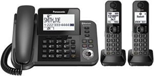 panasonic kx-tgf382m link2cell bluetooth corded/cordless cordless phone and answering machine with 2 cordless handsets (renewed)