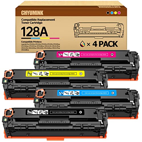 Chyumink Remanufactured for HP 128A CE320A CE321A CE322A CE323A Compatible Toner Cartridges use with HP Color CP1523n CP1525nw CM1415fnw CP1525n CM1415fn (Black Cyan Yellow Magenta)