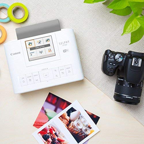 Canon SELPHY CP1300 Compact Photo Printer (White) with WiFi and Accessory Bundle w/Canon Color Ink and Paper Set