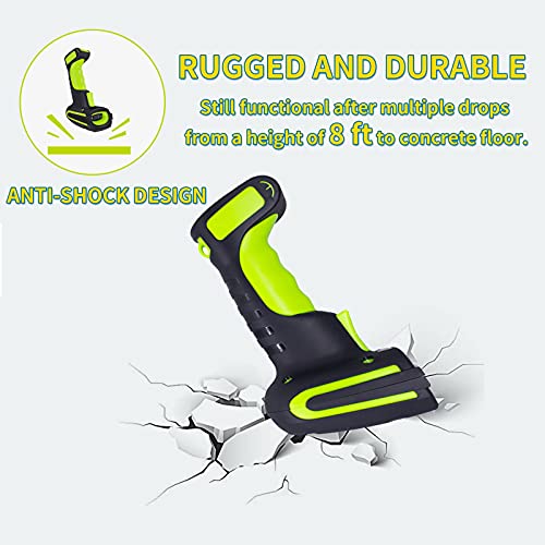 Alacrity Upgraded QR 2D Industrial Barcode Scanner, Wireless Charging Cradle, 1968 ft Long Transmission Distance, Bluetooth & 433Mhz Wireless 2in1 Barcode Reader, Dust Shock Proof Hands Free