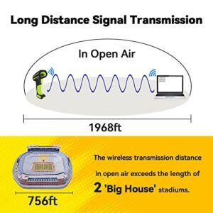 Alacrity Upgraded QR 2D Industrial Barcode Scanner, Wireless Charging Cradle, 1968 ft Long Transmission Distance, Bluetooth & 433Mhz Wireless 2in1 Barcode Reader, Dust Shock Proof Hands Free