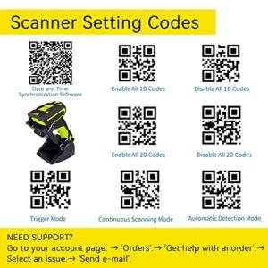 Alacrity Upgraded QR 2D Industrial Barcode Scanner, Wireless Charging Cradle, 1968 ft Long Transmission Distance, Bluetooth & 433Mhz Wireless 2in1 Barcode Reader, Dust Shock Proof Hands Free