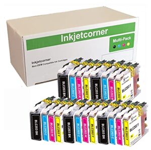 inkjetcorner compatible ink cartridge replacement for lc203 lc203xl for use with mfc-j460dw mfc-j480dw mfc-j485dw mfc-j680dw mfc-j880dw mfc-j885dw (5 black 5 cyan 5 magenta 5 yellow, 20-pack)