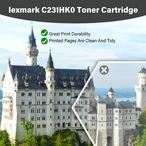 C231HK0 Toner Cartridge Compatible with lexmark C2325 C2425 C2535 MC2325 MC2425 MC2535 MC2640 C2325dw C2425dw C2535dw MC2325adw MC2425adw MC2535adwe MC2640adwe Printer 3000 Yield - Black