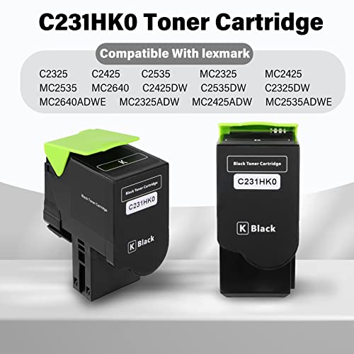 C231HK0 Toner Cartridge Compatible with lexmark C2325 C2425 C2535 MC2325 MC2425 MC2535 MC2640 C2325dw C2425dw C2535dw MC2325adw MC2425adw MC2535adwe MC2640adwe Printer 3000 Yield - Black