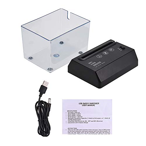 USB Paper Shredder A6 Paper Cutter with Letter Opener Mini Electric Shredder Battery Powered Paper Cutting Machine Universal Office School Home Desktop Stationery for Paper, Bills, Receipts