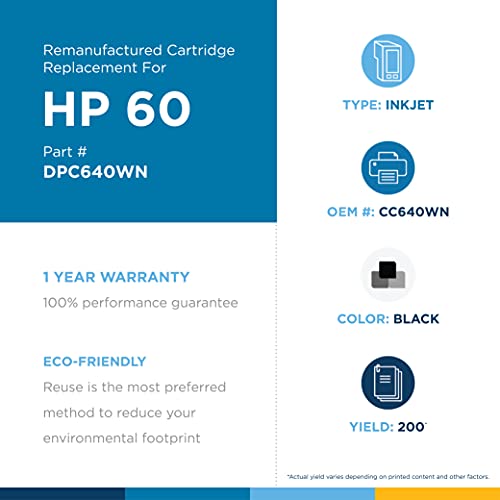 Dataproducts DPC640WN Remanufactured Ink Cartridge Replacement for HP #60 (CC640WN) (Black)