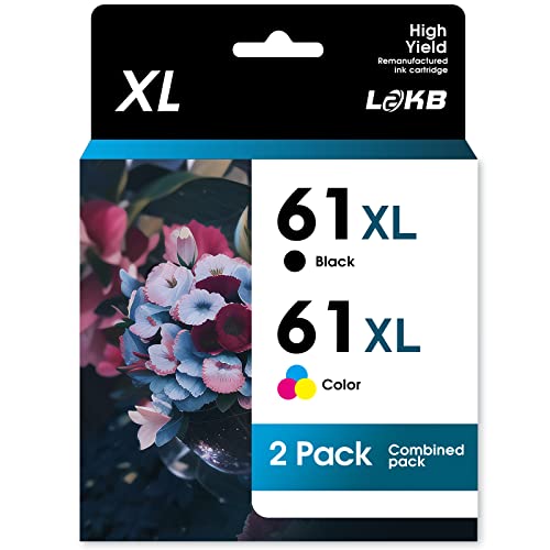 61XL Ink Cartridge Compatible for HP 61 Ink HP Ink 61 Works with HP Envy 4500 4501 5530 HP OfficeJet 4630 4632 4634 HP Deskjet 1000 1010 Compatible for HP 61XL HP 61 Ink Cartridge Combo Pack(2Pk)