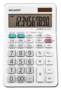 sharp el-330wb standard function basic desktop calculator, large display, for home and office, dual power, solar and battery