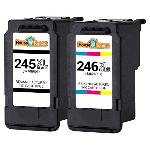 Houseoftoners Remanufactured Ink Cartridge Replacement for Canon PG-245XL CL246XL 245 XL 246 XL for PIXMA MG2520 MG2522 MG2525 MX492 TS202 TS302 TS3122 (1 Black 1 Color, 2 Pack)