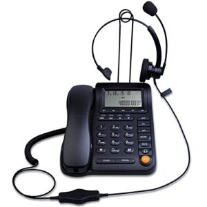 kerlitar lk-p017b call center corded phone with caller id receiver and monaural headset noise canceling microphone