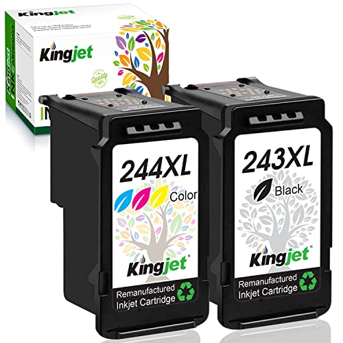 Kingjet Remanufctured Replacement for Canon PG-243 CL-244 PG-245XL CL-246XL for Canon MG2522 Ink Cartridges for Pixma MX492 TS3122 MG2922 MG2520 MG2920