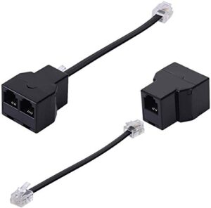 phone line splitter, vcall phone jack splitter, rj11 splitter,phone cord splitter,telephone line splitter rj11 6p4c male to 2 way female socket telephone extension cable (2 pcs,black)