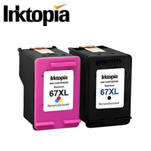 Inktopia Remanufactured Ink Cartridge Replacement for HP 67XL 67 XL for Envy 6055e 6052 6058 Envy Pro 6455e 6452 6458 DeskJet 1255 2732 2752 2755e 4140 4155e Printer (1 Black 1 Tri-Color)