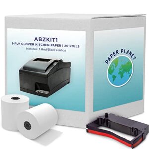 kitchen printer paper for clover kitchen receipt printer (star sp700 ink printer) by paper planet | credit card receipt paper for star sp700 printer | 1-ply bond paper | 20 rolls with 1 ribbon