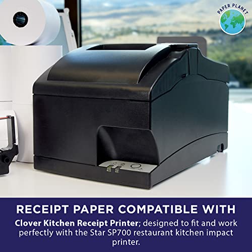 Kitchen Printer Paper for Clover Kitchen Receipt Printer (Star SP700 Ink Printer) by Paper Planet | Credit Card Receipt Paper for Star SP700 Printer | 1-Ply Bond Paper | 20 Rolls with 1 Ribbon