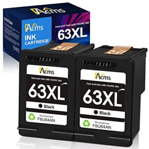 facms remanufactured 63xl black ink cartridge replacement for hp 63 63xl for hp officejet 3830 5255 5258 envy 4520 4512 4513 4516 deskjet 1112 1110 3630 3632 3634 2130 2132 printer (2 black)