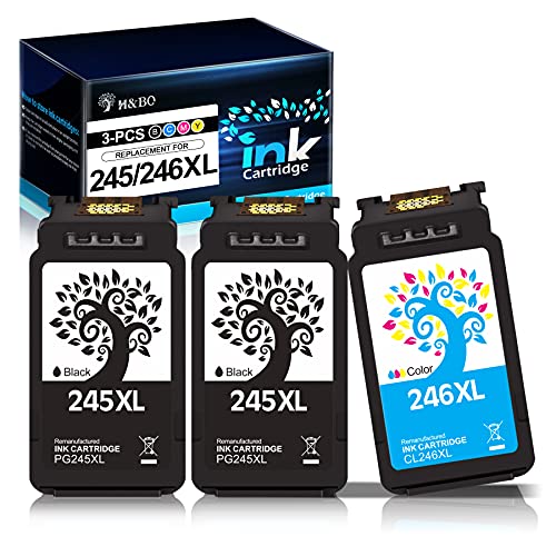 H&BO TOPMAE Remanufactured Ink Cartridge Replacement for Canon PG-245XL CL-246XL PG-243 CL-244 to use with Pixma TS3120 MG2520 MX492 TR4520 TS202 MG3022 MG2525 MG2922 MG2522 (2 Black+1 Tri-Color)