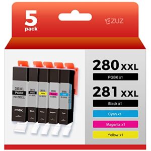 ezuz compatible ink cartridge replacement for canon 280 281 xxl pgi-280xxl cli-281xxl for pixma tr8520 tr8620 ts6220 ts6320 tr7520 ts6120 ts9120 ts8120 ts8320 printer, 5-pack