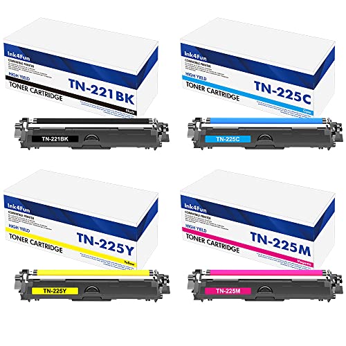 TN221 TN-221 TN225 Toner Cartridges: Compatible Replacement for Brother TN-225 TN221BK TN225C/M/Y for MFC-9130CW HL-3140CW HL-3170CDW HL-3150CDW MFC-9330CDW MFC-9340CDW MFC-9140CDN Printer 4 Packs