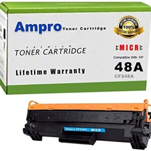 Ampro's CF248A MICR Compatible Toner Cartridge Replacement for HP CF248A 48A MICR or HP 48A for HP Laserjet M29W M15W, M15a, MFP M28a/MFP M28w - Prints 1000 Checks!