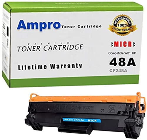 Ampro's CF248A MICR Compatible Toner Cartridge Replacement for HP CF248A 48A MICR or HP 48A for HP Laserjet M29W M15W, M15a, MFP M28a/MFP M28w - Prints 1000 Checks!