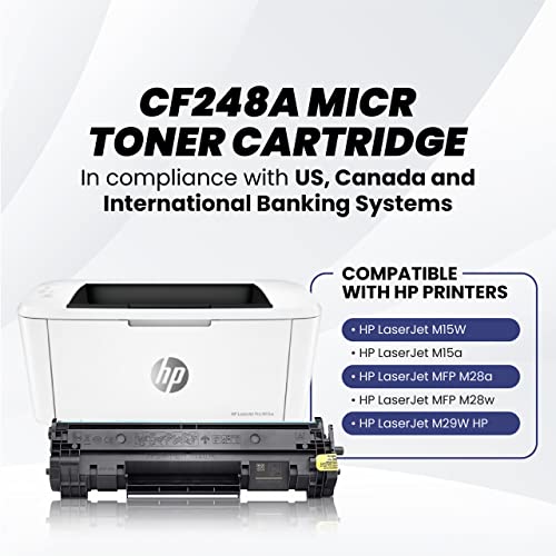 Ampro's CF248A MICR Compatible Toner Cartridge Replacement for HP CF248A 48A MICR or HP 48A for HP Laserjet M29W M15W, M15a, MFP M28a/MFP M28w - Prints 1000 Checks!