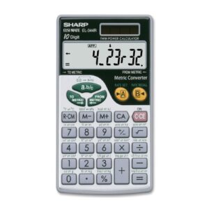 sharp el344rb 10-digit calculator with punctuation, metric converter, solar powered lcd display, small pocket calculator for students and professionals